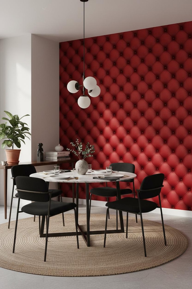 Tufted Wallpaper Leather Peel and Stick Red Decorative Mural - Etsy