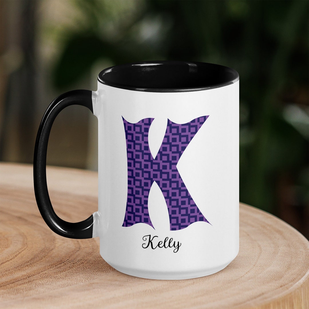 Personalized Name Initial Coffee Mug: Custom Letter K, Funky Alphabet ...