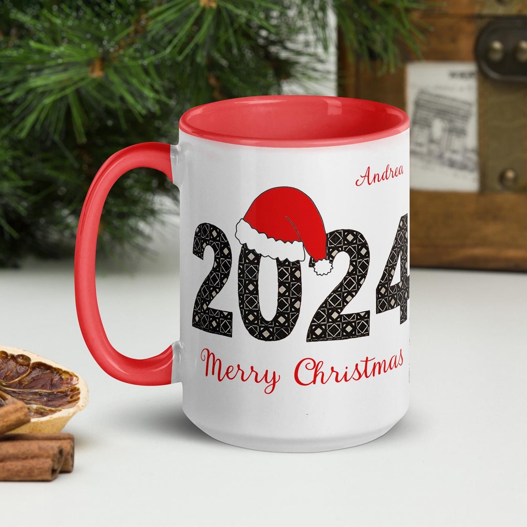 Personalized 2024 Christmas Mug With Santa Hat, Christmas Coffee Mug ...