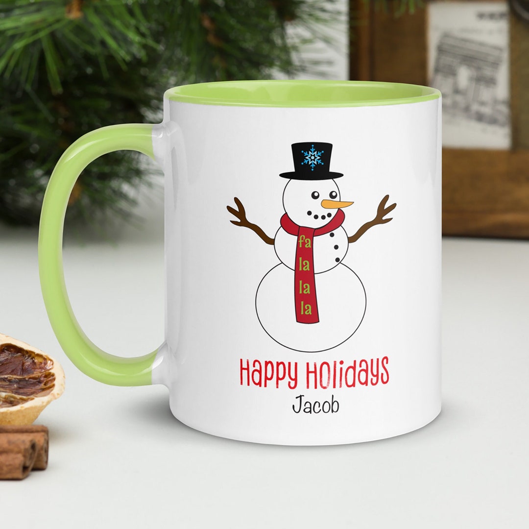 Personalized Holiday Snowman Christmas Mug, Hot Cocoa Mug, Cute ...