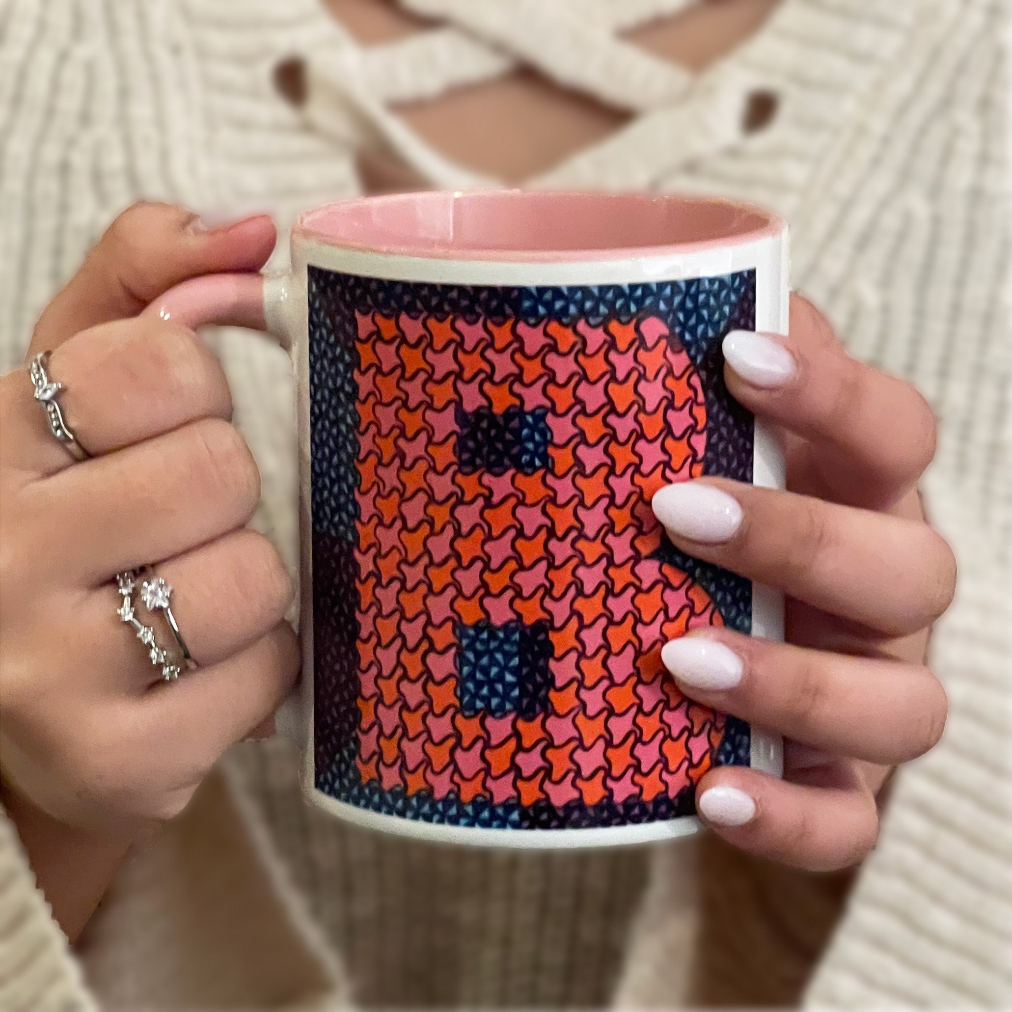 Personalized Hand Drawn Name Initial Mug, Handmade Letters Mug ...