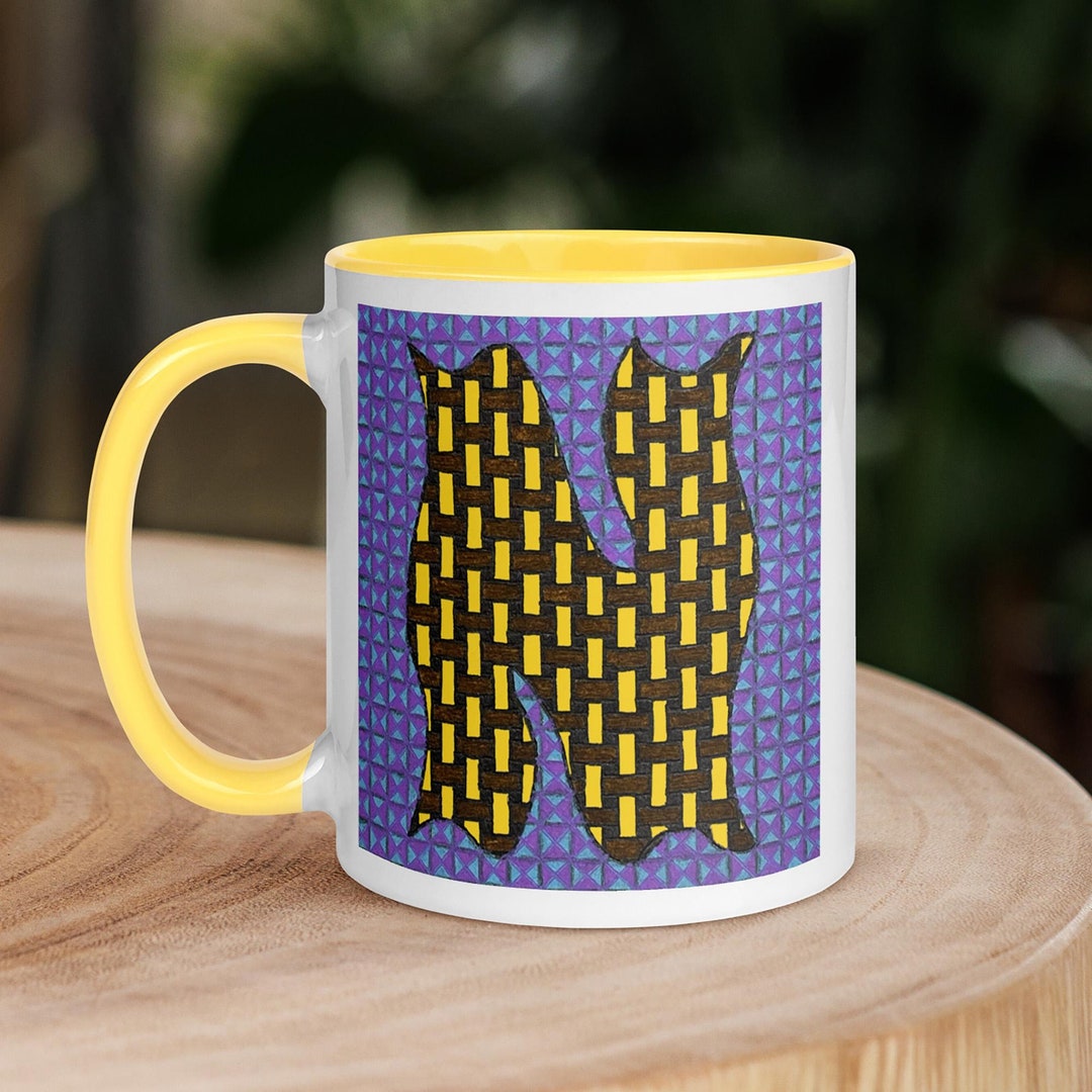Personalized Name Initial Coffee Mug: Custom Hand-drawn Letter N Art ...