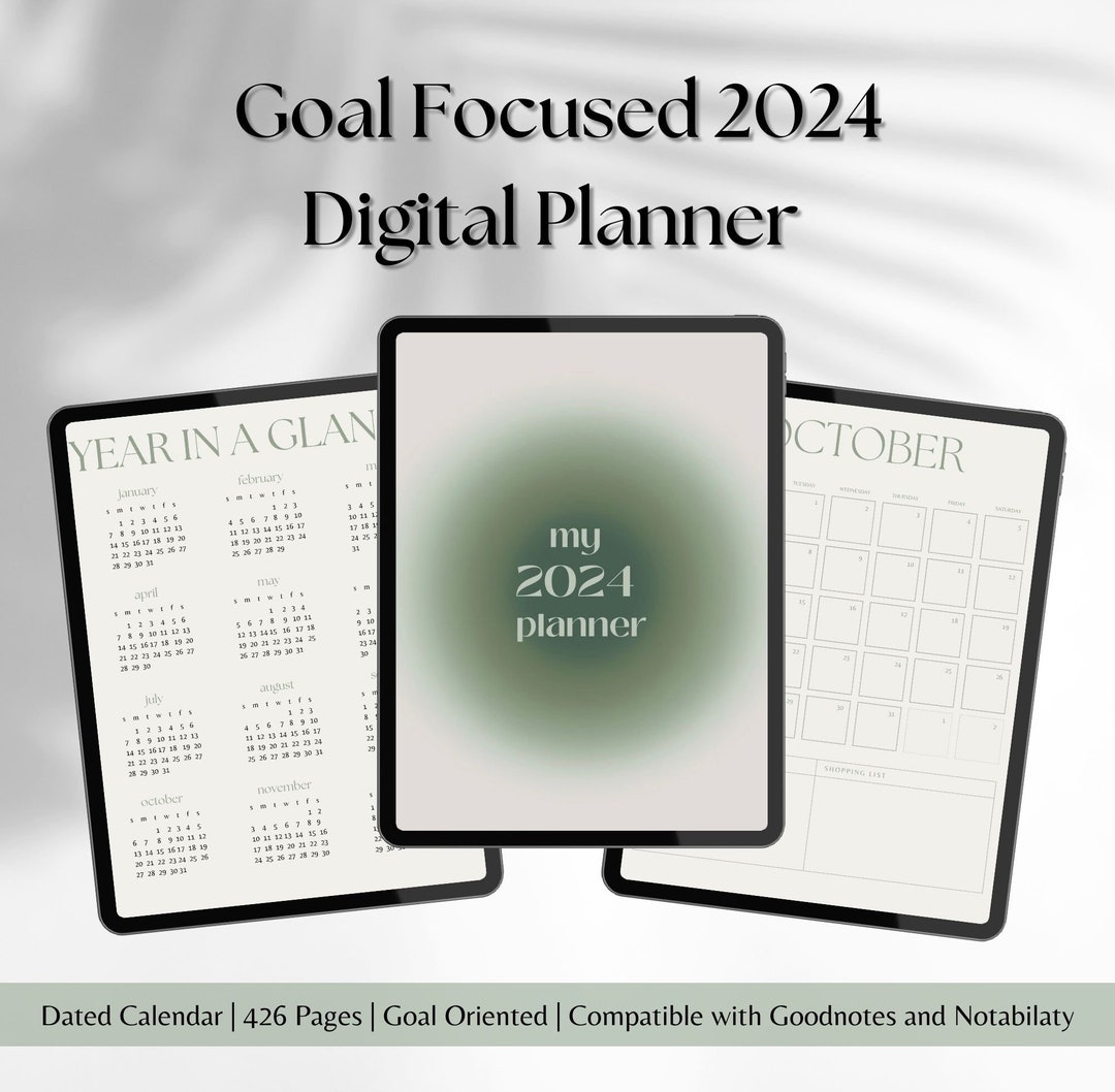 Green Goal Setting 2024 Digital Planner Goodnotes and Notability iPad ...