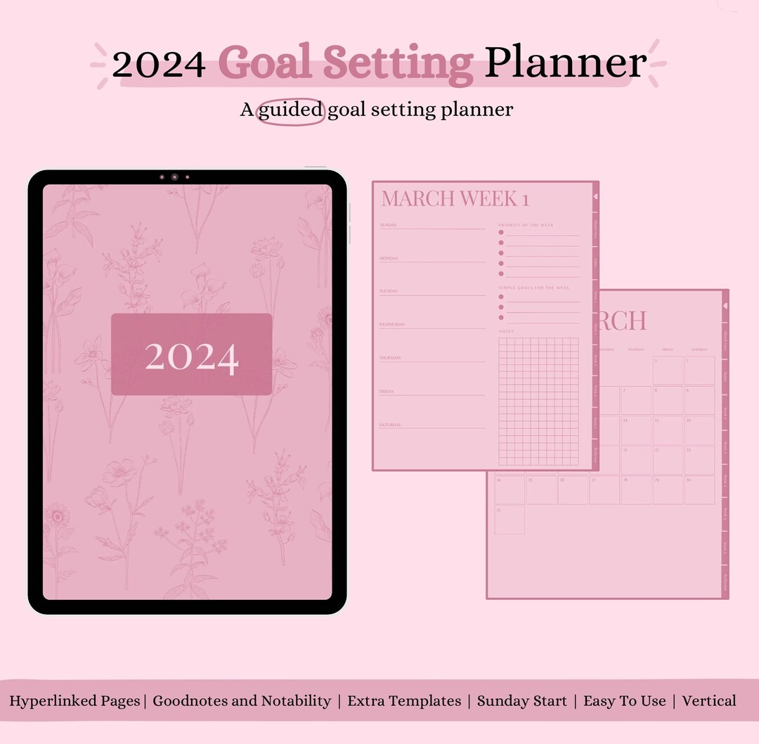 2024 Goal Setting Digital Planner Colorful Compatible With Goodnotes ...