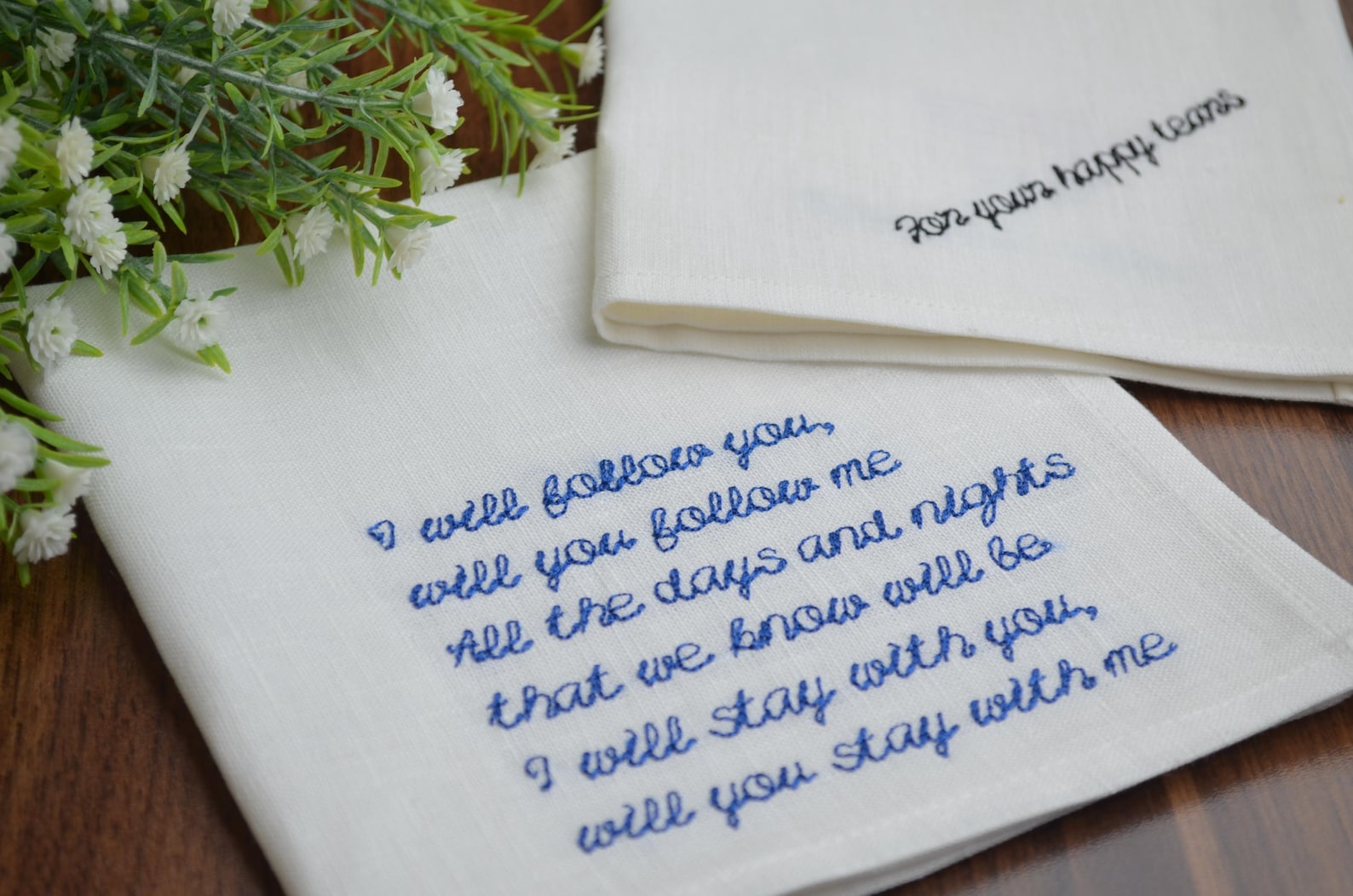 Embroidered Linen Handkerchief, Linen Hankerchief Personalized ...