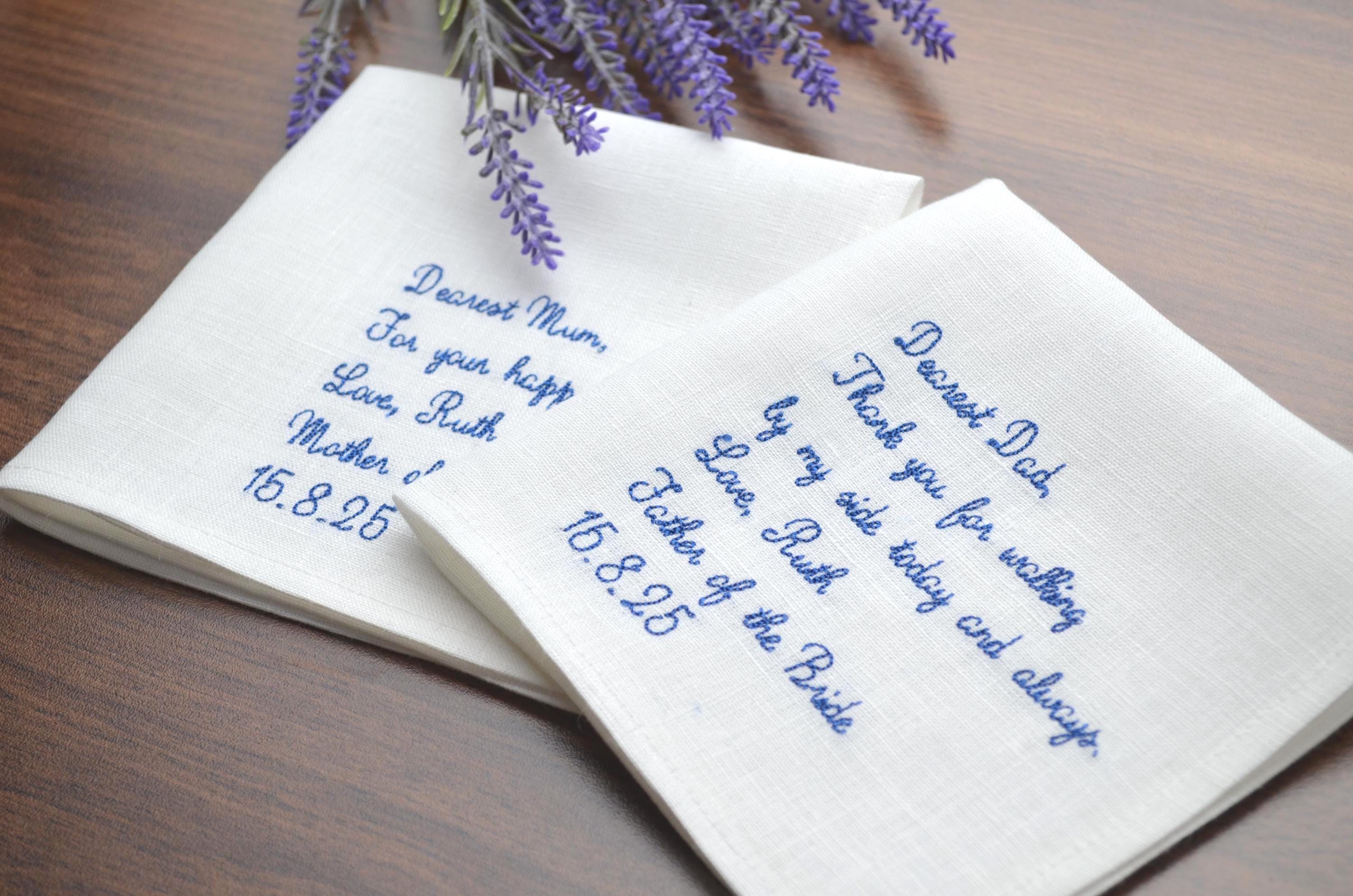 Embroidered Linen Handkerchief, Linen Hankerchief Personalized ...