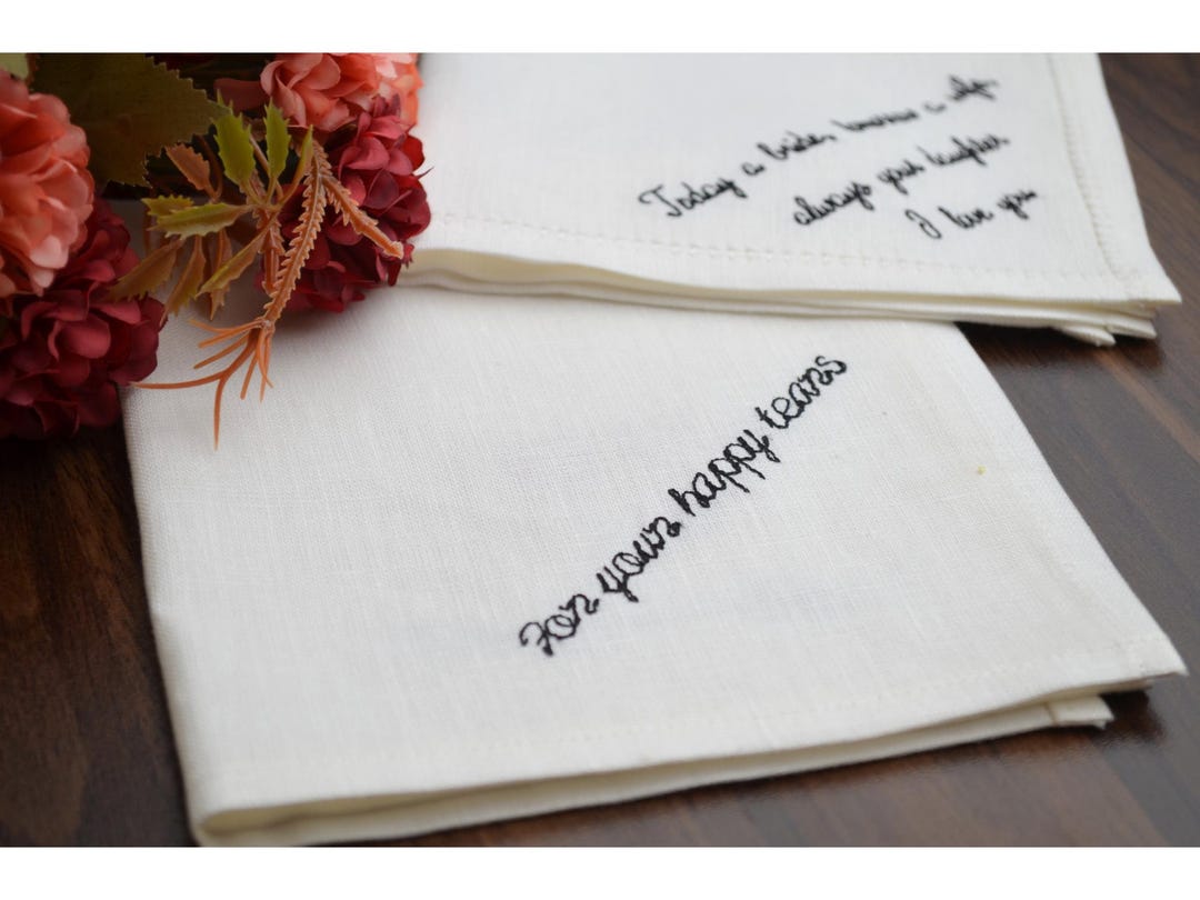 Embroidered Linen Handkerchief, Linen Hankerchief Personalized ...
