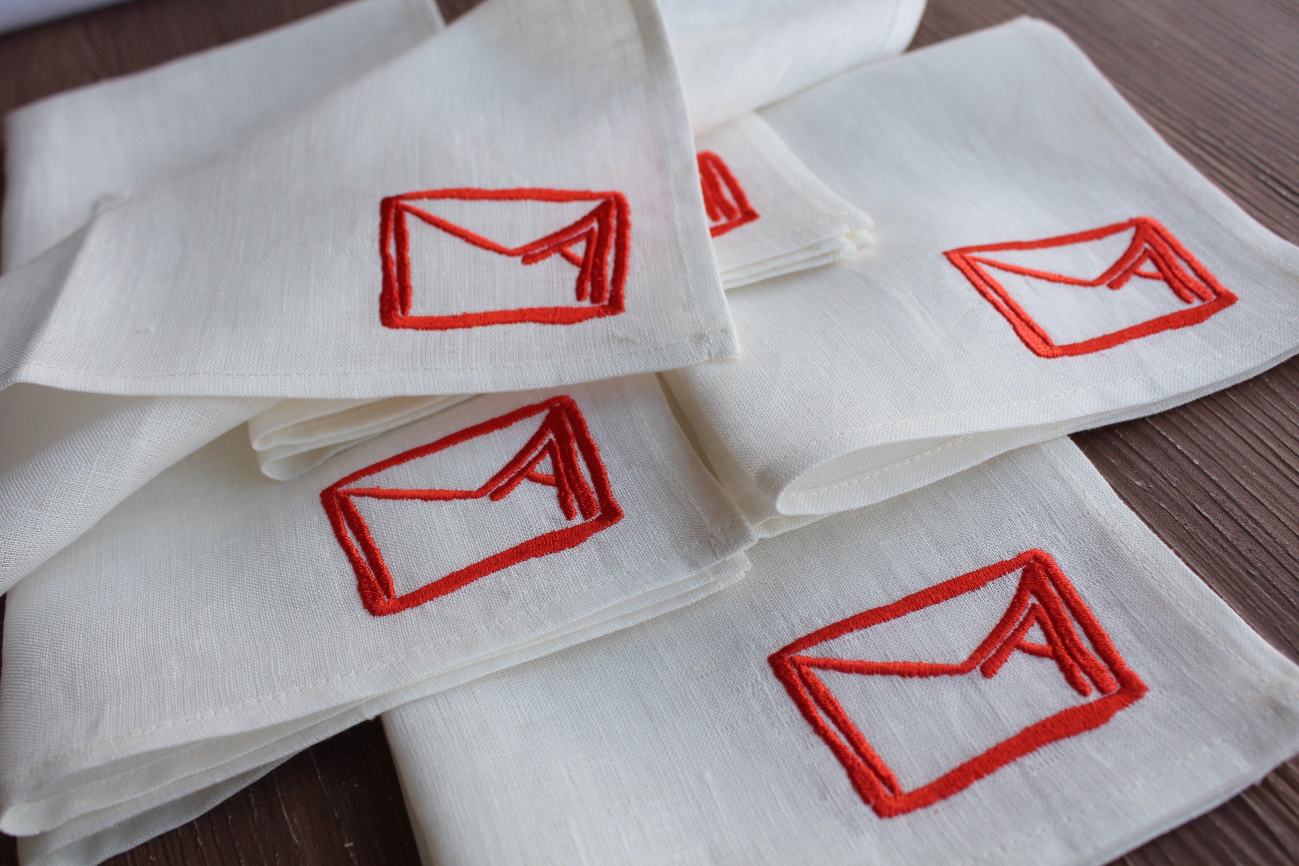 Customized Linen Handkerchief, Embroidered Linen Hankies, Personalized ...