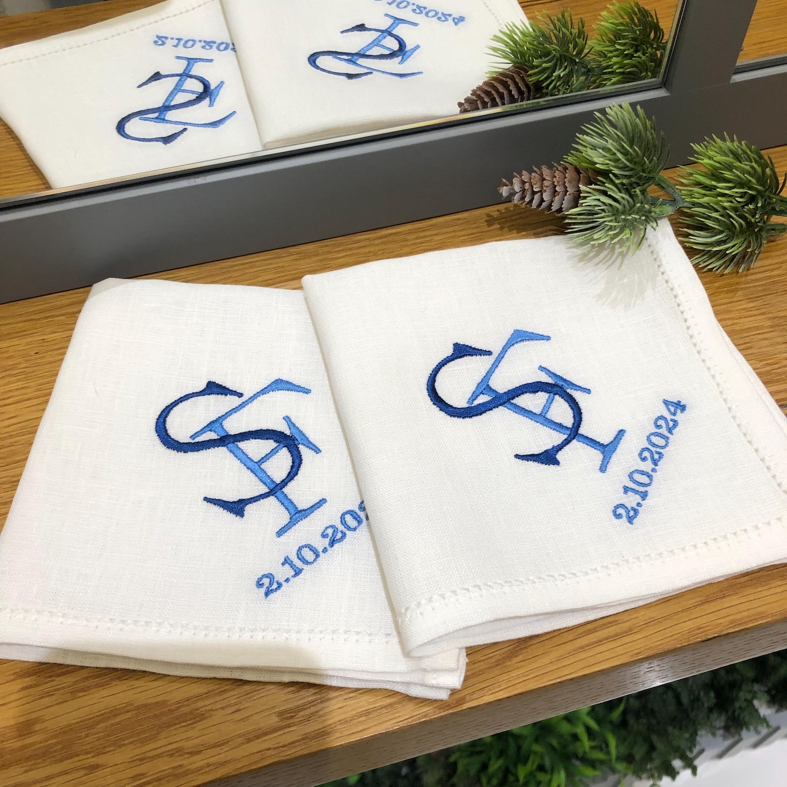 Embroidered Hemstitch Linen Handkerchiefs, Linen Handkerchiefs ...