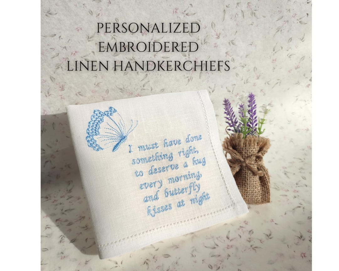 Embroidered Hemstitch Linen Handkerchiefs Ladies Handkerchiefs Personal Embroidered Handkerchiefs Custom Wedding Gift Custom Hankerchief Etsy UK