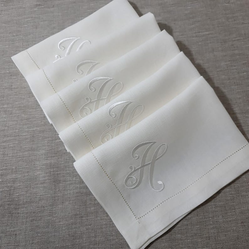 Monogram Embroidery Linen Napkins, Monogrammed Linen Napkin ...