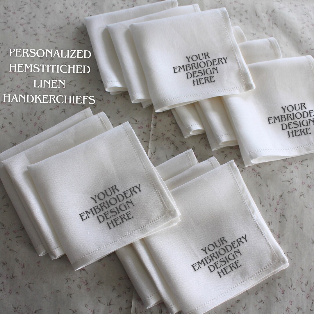 Embroidered Hemstitch Linen Handkerchiefs, Ladies Handkerchiefs ...