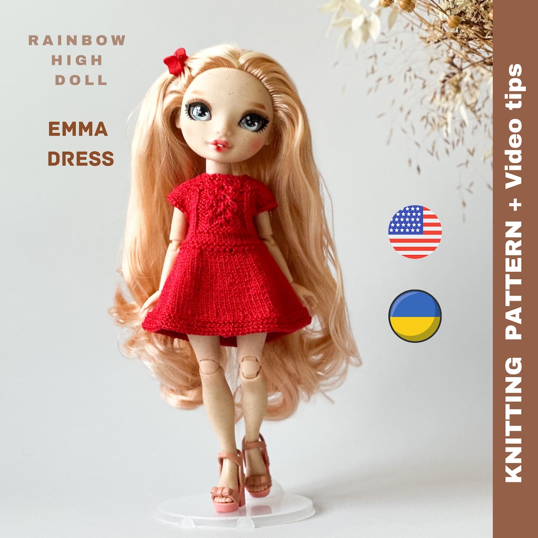 Knitting Pattern Rainbow High Doll Dress in English 10 - 12 Inch Pullip ...