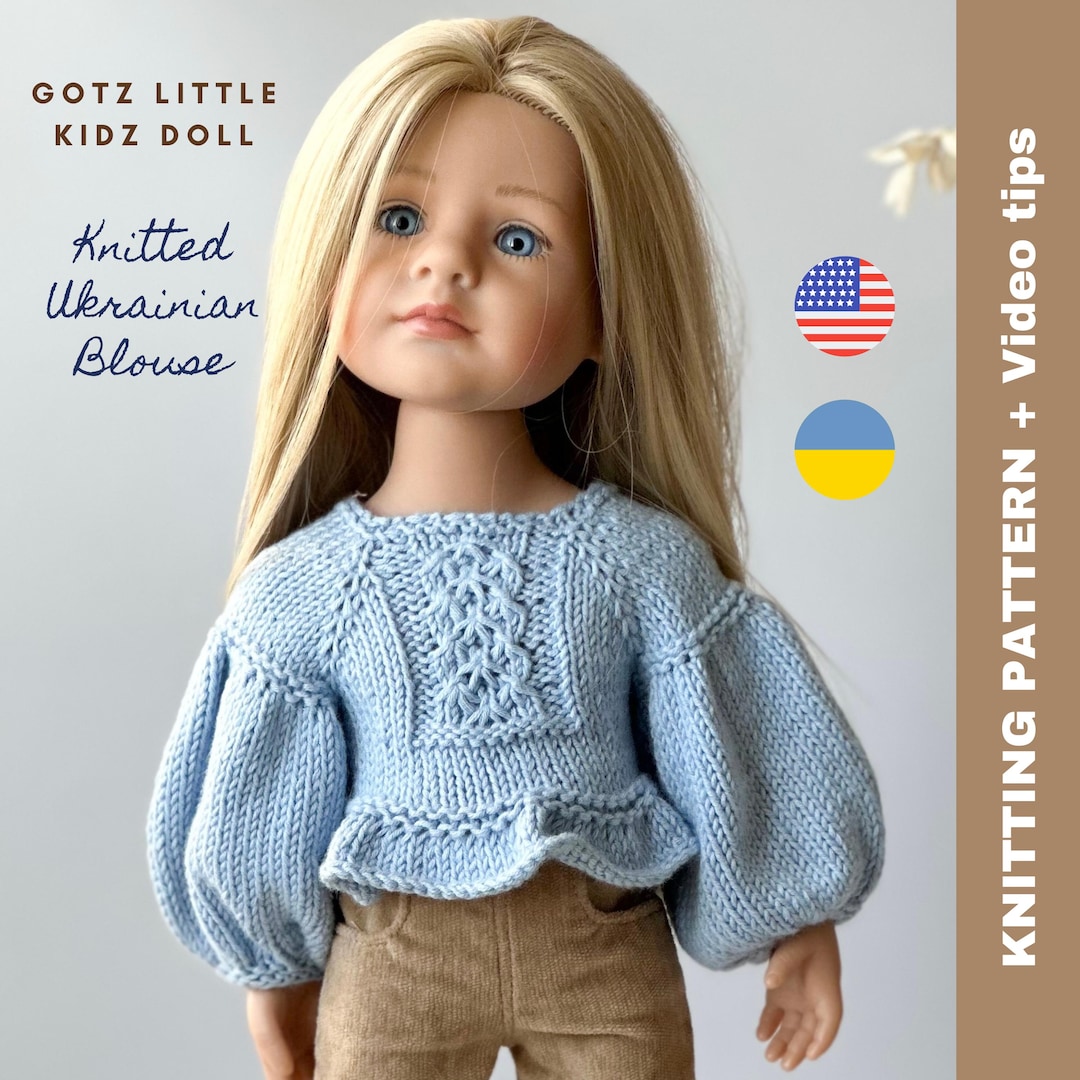 Knitted Ukrainian Blouse for Gotz Little Kidz Doll - Knitting Pattern ...