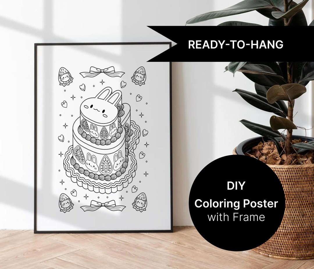 Coloring Poster, Poster to Color in for Children With Wooden Frame Gift ...