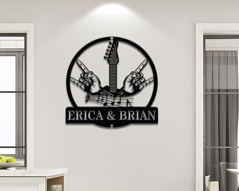 Personalized Guitar Name Metal Sign, Custom Guitar Metal Wall Art LED ...