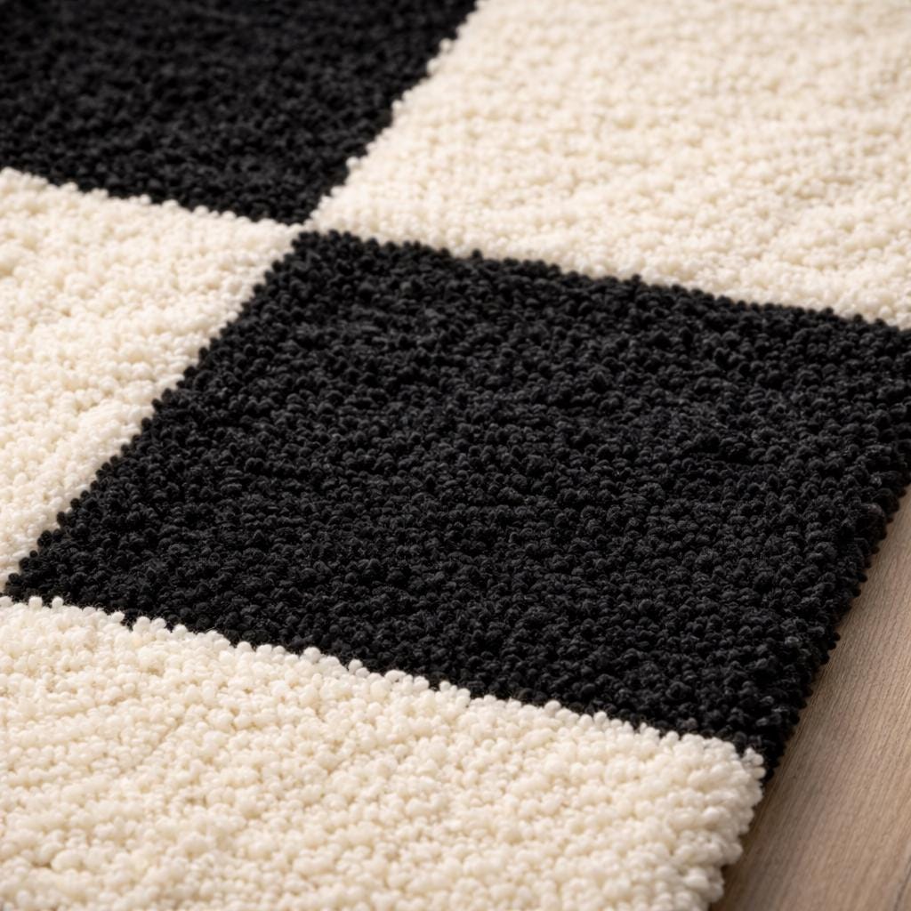 Hand Tufted Checkered Rug | Black & White Checkerboard Area Rug - Etsy