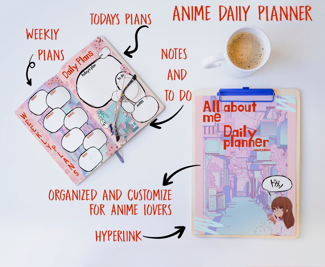 Anime Style Daily Planner Chic Anime Planner Pink Theme Planner Manga ...