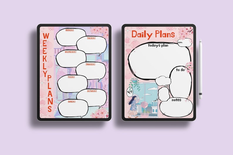 Anime Style Daily Planner Chic Anime Planner Pink Theme Planner Manga ...