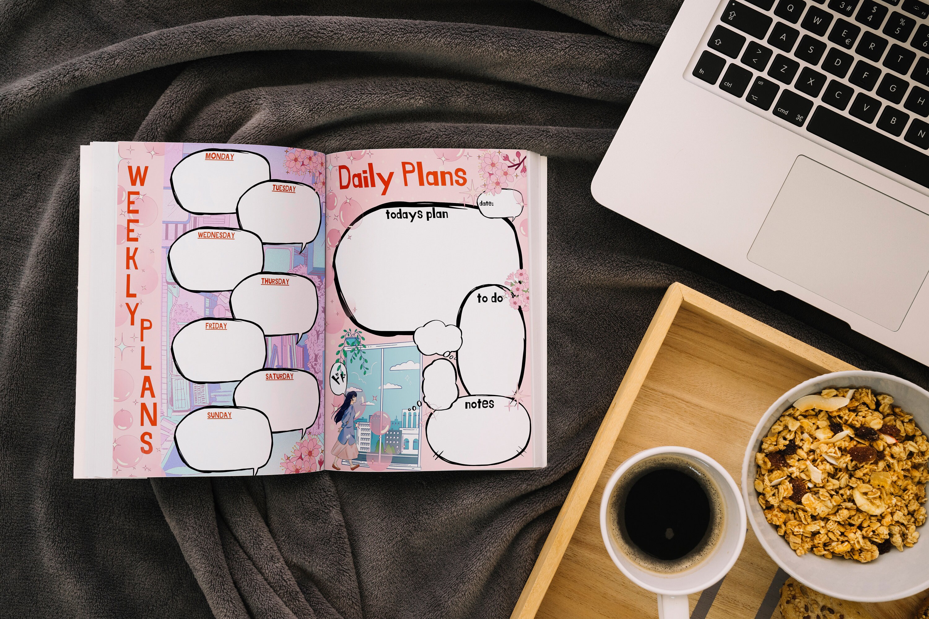 Anime Style Daily Planner Chic Anime Planner Pink Theme Planner Manga ...