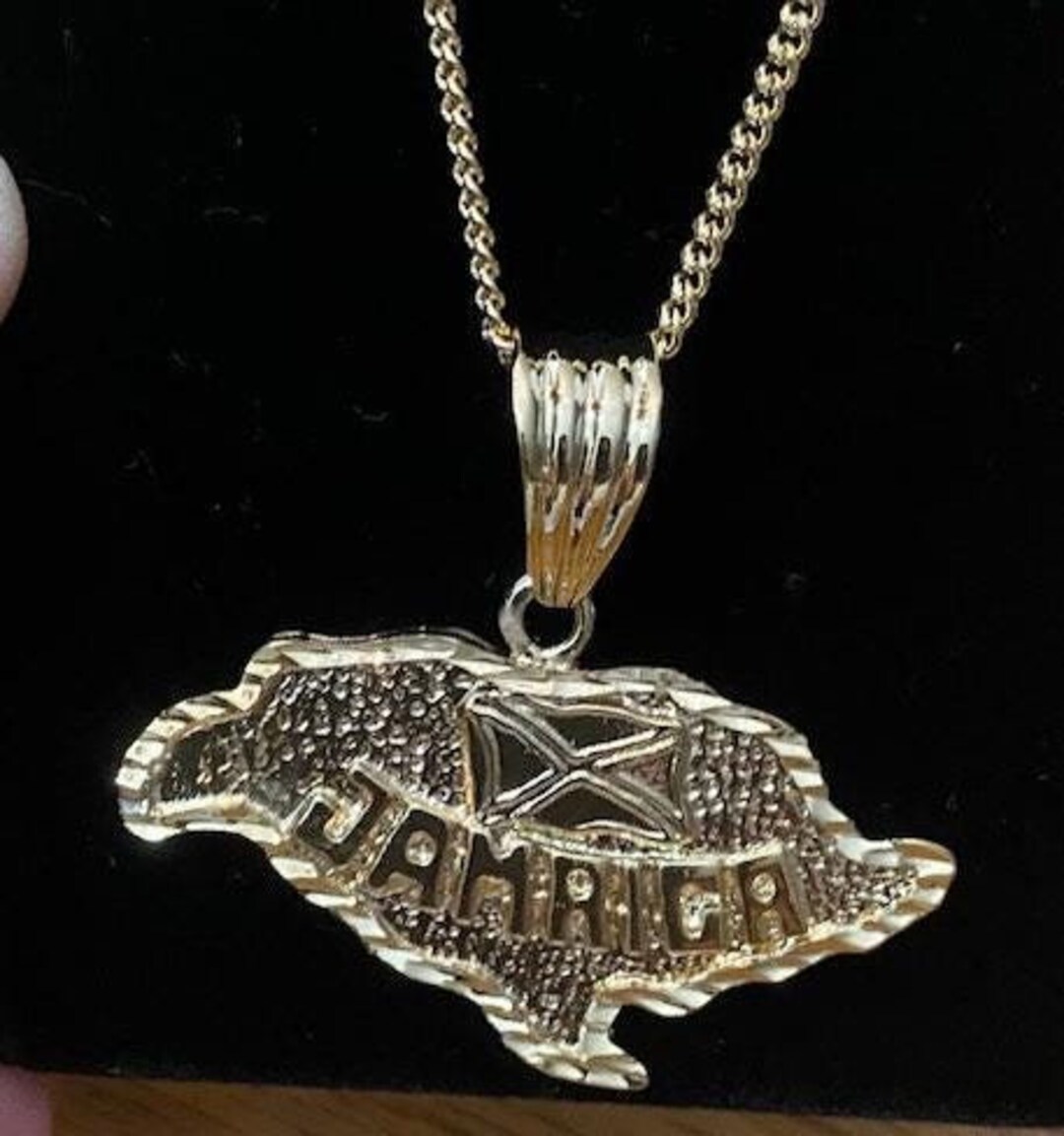 Jamaica Necklace 18k Gold Plated W/chain - Etsy