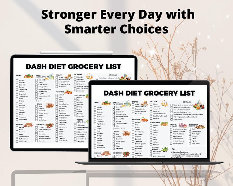 Dash Diet Food List, DASH Diet Grocery List, Hypertension Diet, High ...