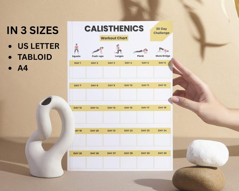 Calisthenics Challenge Workout Chart, Home Workout Challenge ...