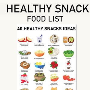 Healthy Snack Ideas, Snack Recipes - PDF to Download and Print - A List ...