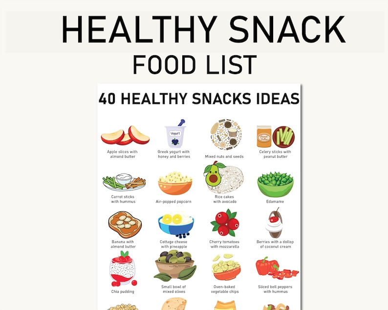 Healthy Snack Ideas, Snack Recipes - PDF to Download and Print - A List ...