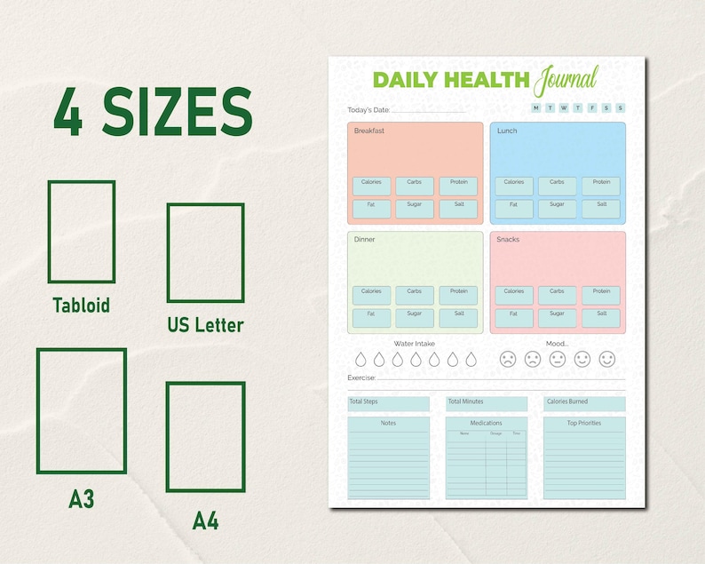 Daily Health Journal, Daily Food Journal, Calorie Tracker, Medication ...