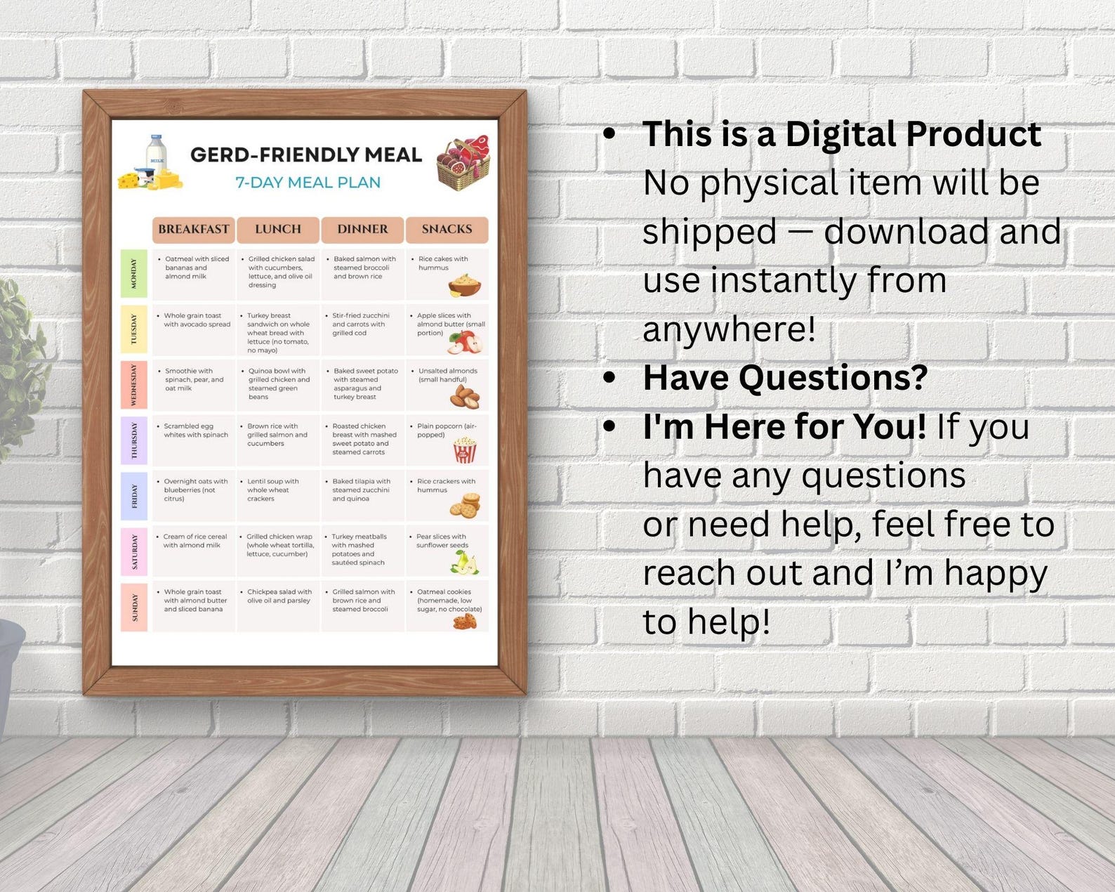 Gerd-friendly Meal Plan, 7-day Reflux-conscious Food Schedule, Acid ...