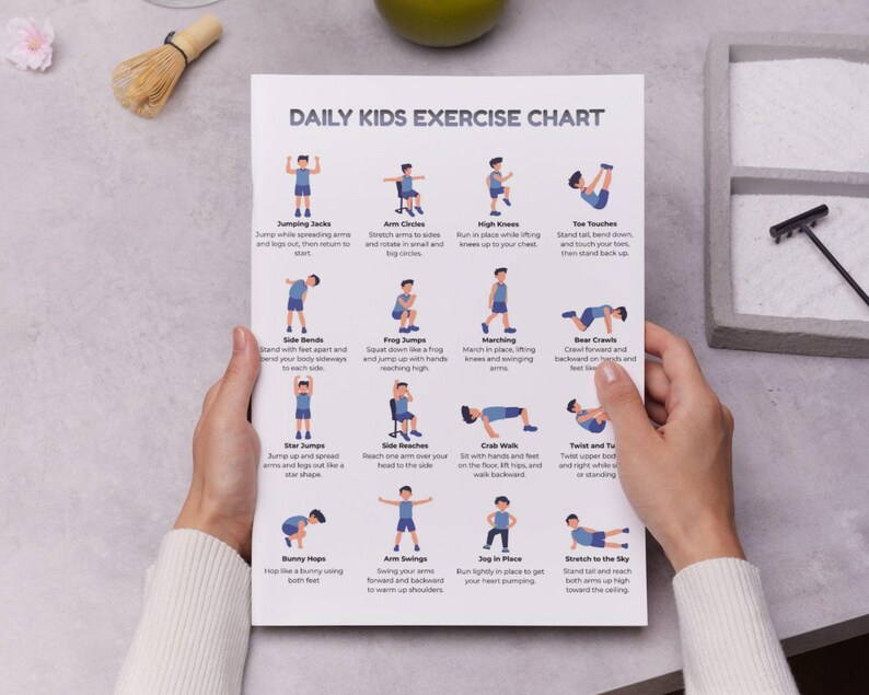 Kids Exercise Chart, Physical Literacy Visual Cards, Exercise Posters ...