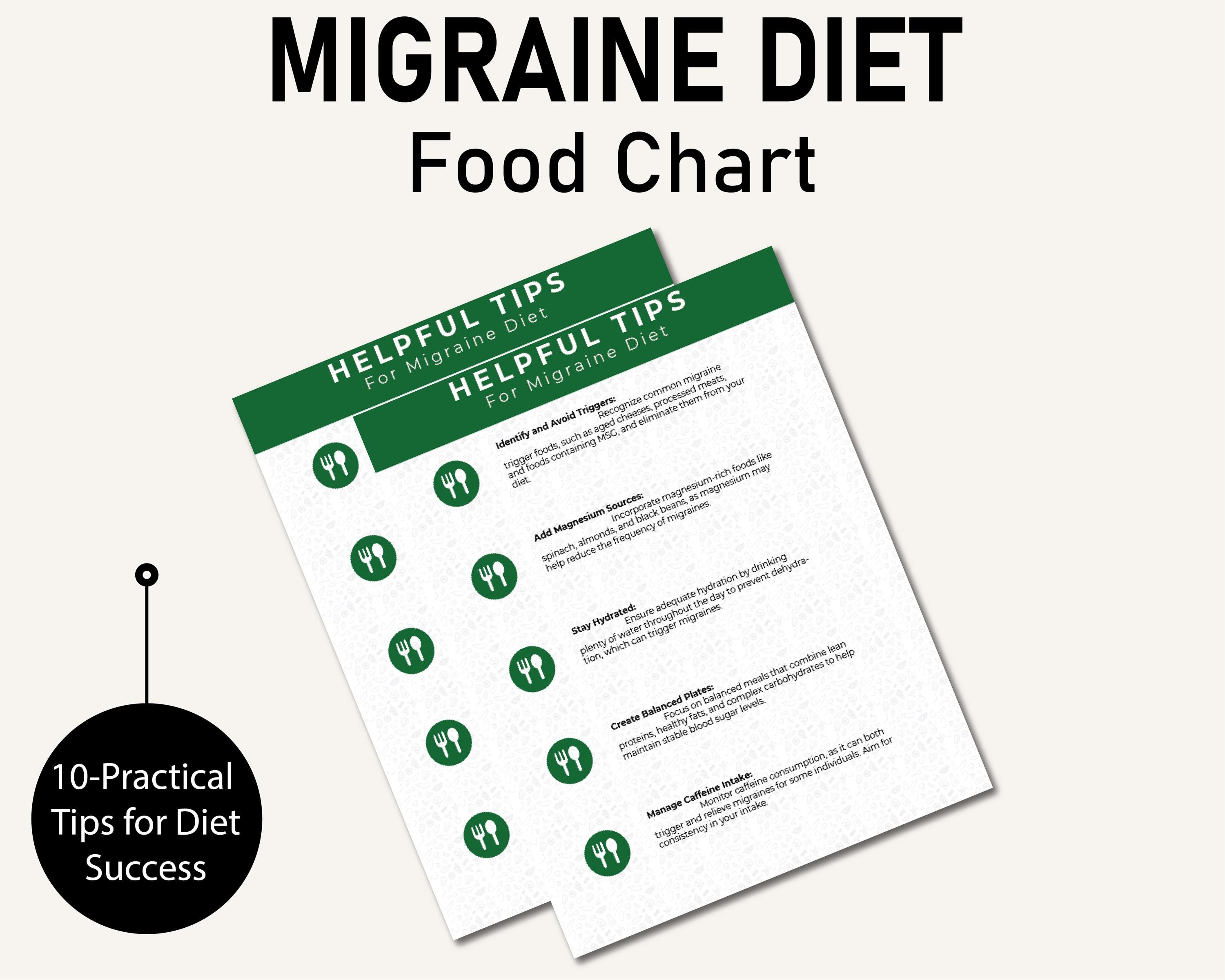 Migraine Diet Chart, Migraine Diet Plan, Migraine Food List, PDF to Help You Avoid Migraine ...