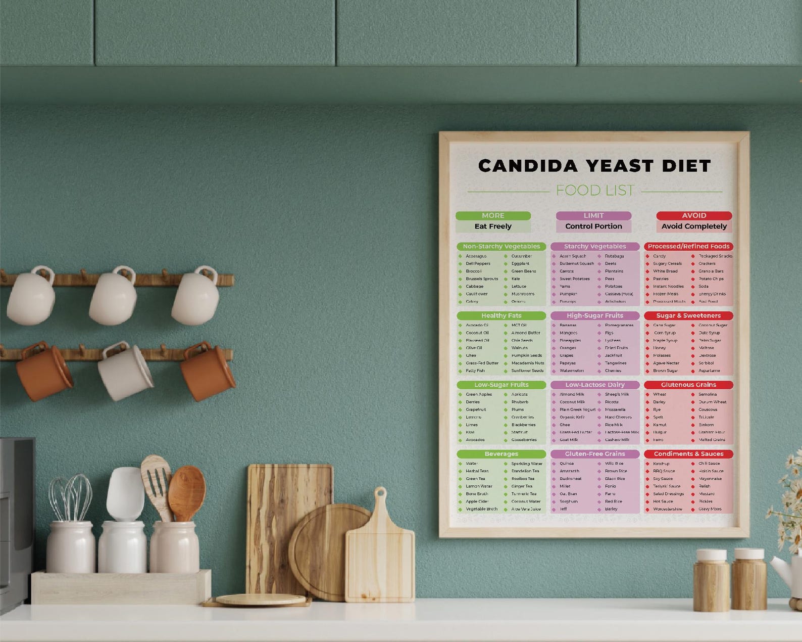 Candida Diet Food List, Low Carb Food Chart, Low Sugar Food List, Anti ...