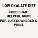 Low Oxalate Food Chart, Kidney Stones Diet Chart, Low Oxalate Diet Plan ...
