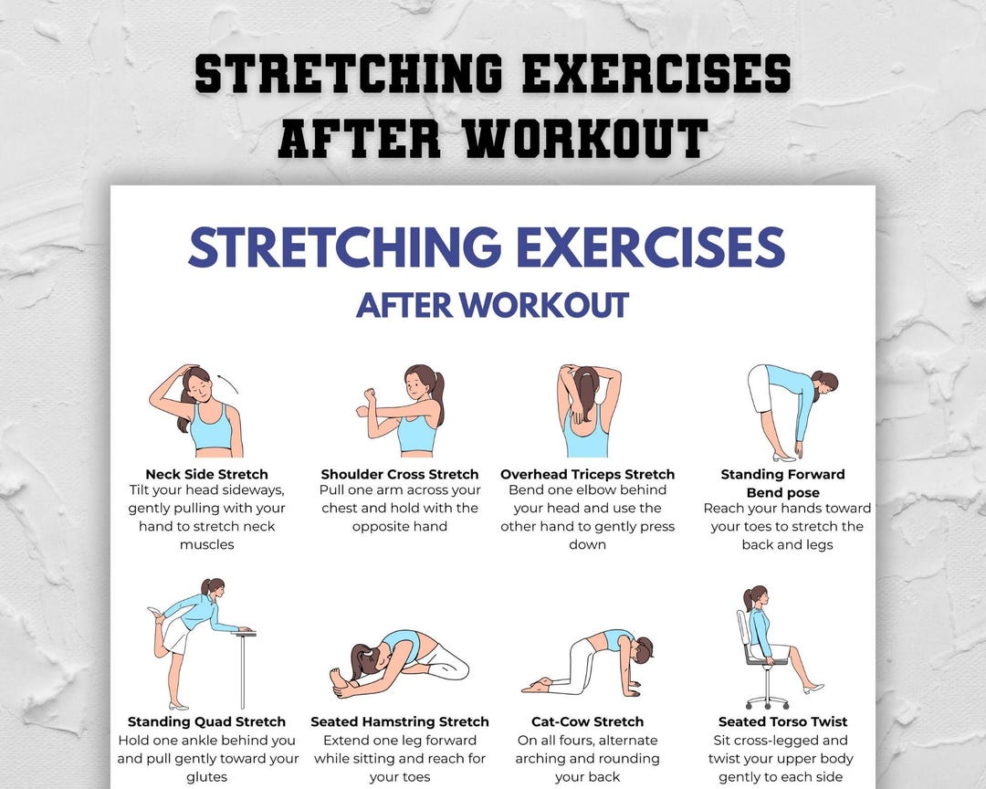 Stretching Exercises After Workout Chart, Post Workout Stretching ...