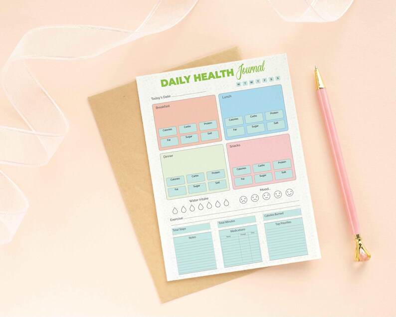 Daily Health Journal, Daily Food Journal, Calorie Tracker, Medication ...