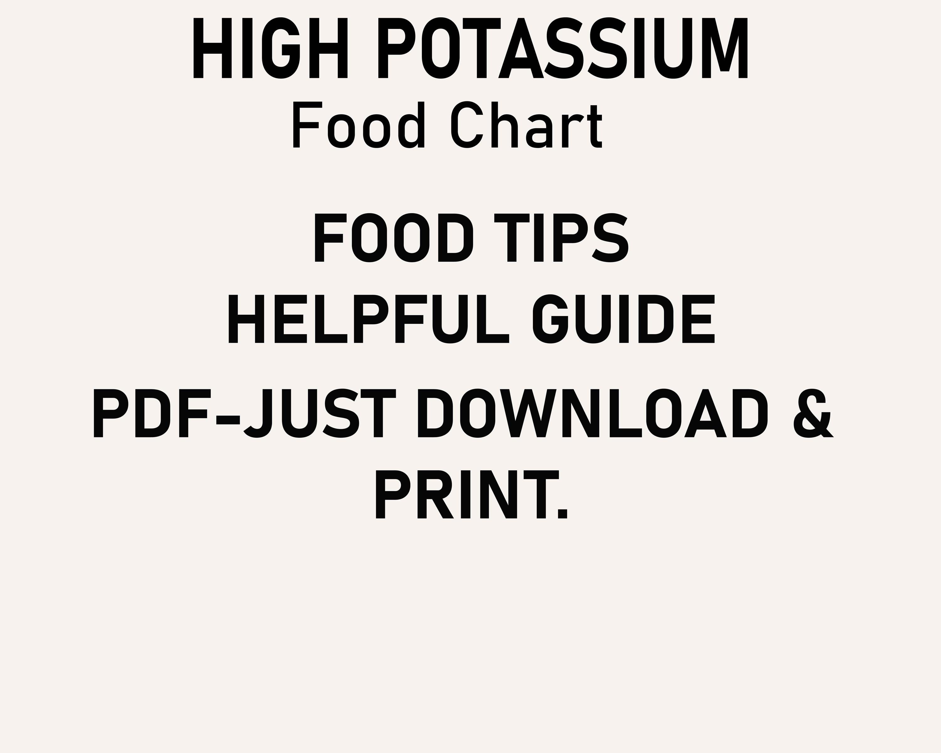 High Potassium, Food List, Potassium Foods, Potassium Rich Foods ...
