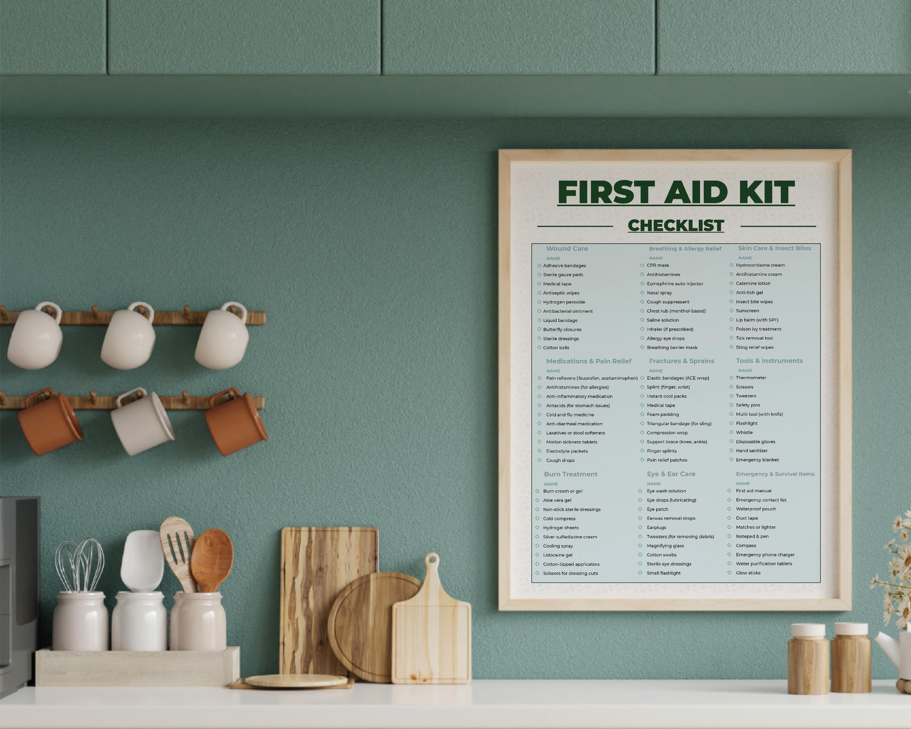 First Aid Checklist Medical Checklist First Aid Kit Printable Survival ...