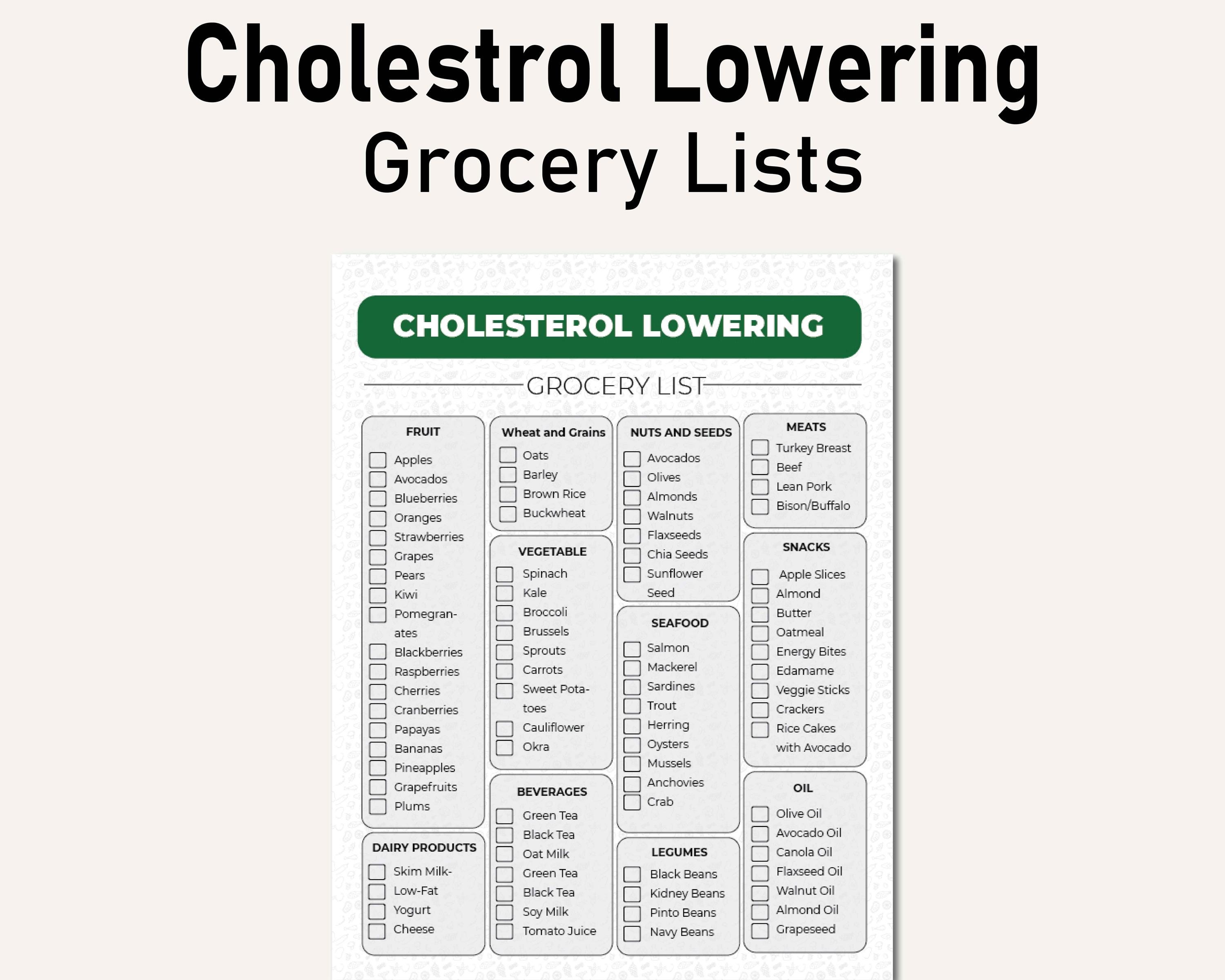 Cholesterol Lowering Grocery List, Lower Cholesterol Food Guide ...