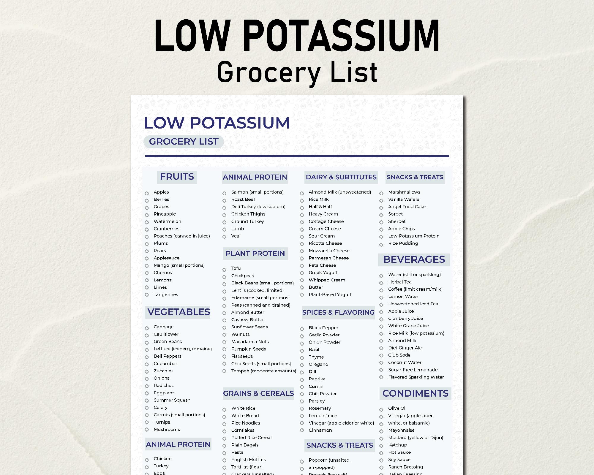 Low Potassium Food Chart, Low Potassium Food List, Kidney Friendly ...
