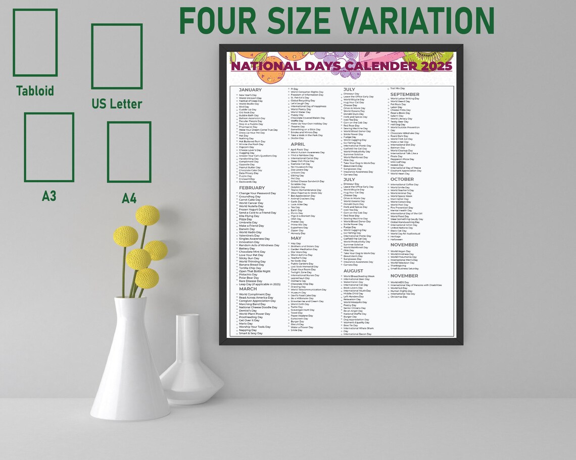 National Days Calendar Printable, Silly Holidays, National Food Days ...