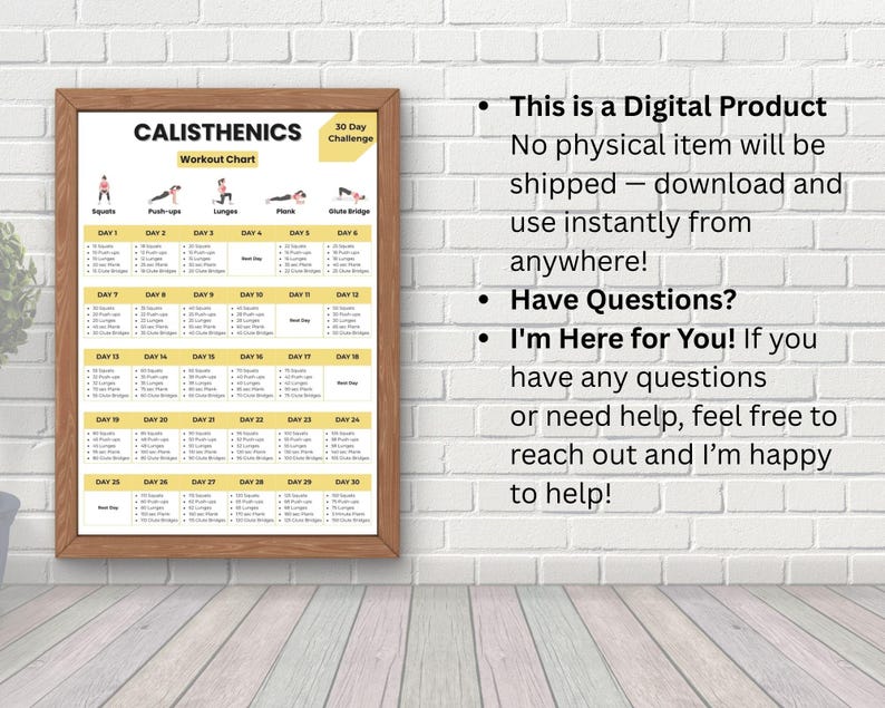 Calisthenics Challenge Workout Chart, Home Workout Challenge ...