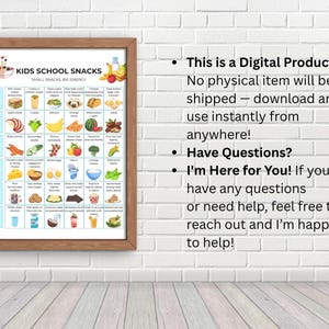 Kids Snacks Chart for School Lunch, Lunchbox Ideas for Kids, Healthy ...
