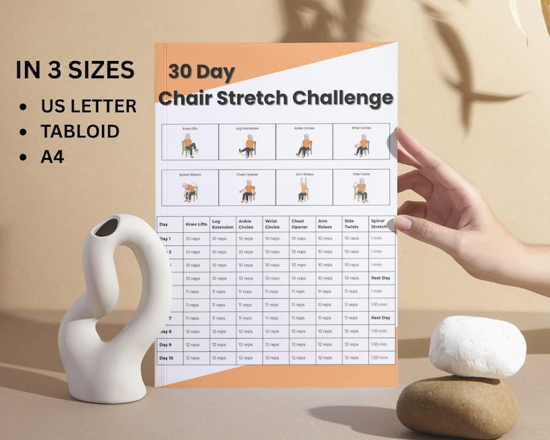 Chair Exercises for Seniors Printable, Seated Workout Chart, Chair Yoga ...