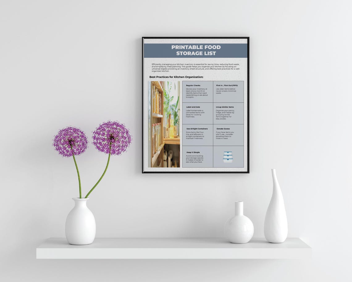 Printable Food Storage List, Kitchen Organization Checklist, Freeze ...