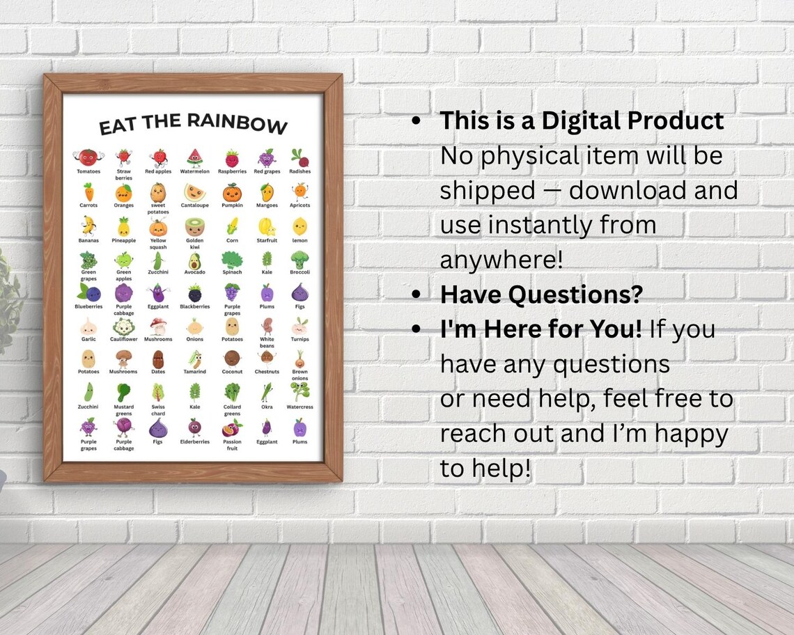 Eat the Rainbow Chart, Eat the Rainbow PDF, Eat the Rainbow Poster ...