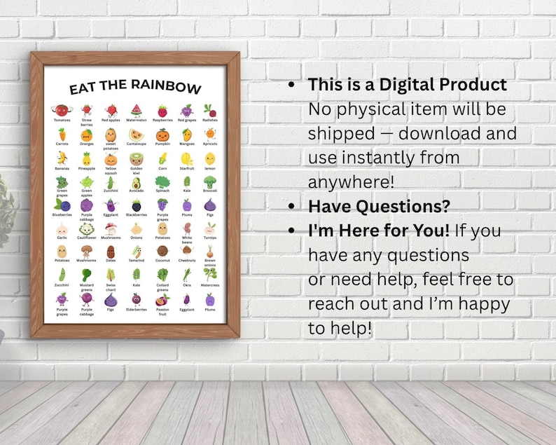 Eat the Rainbow Chart, Eat the Rainbow PDF, Eat the Rainbow Poster ...