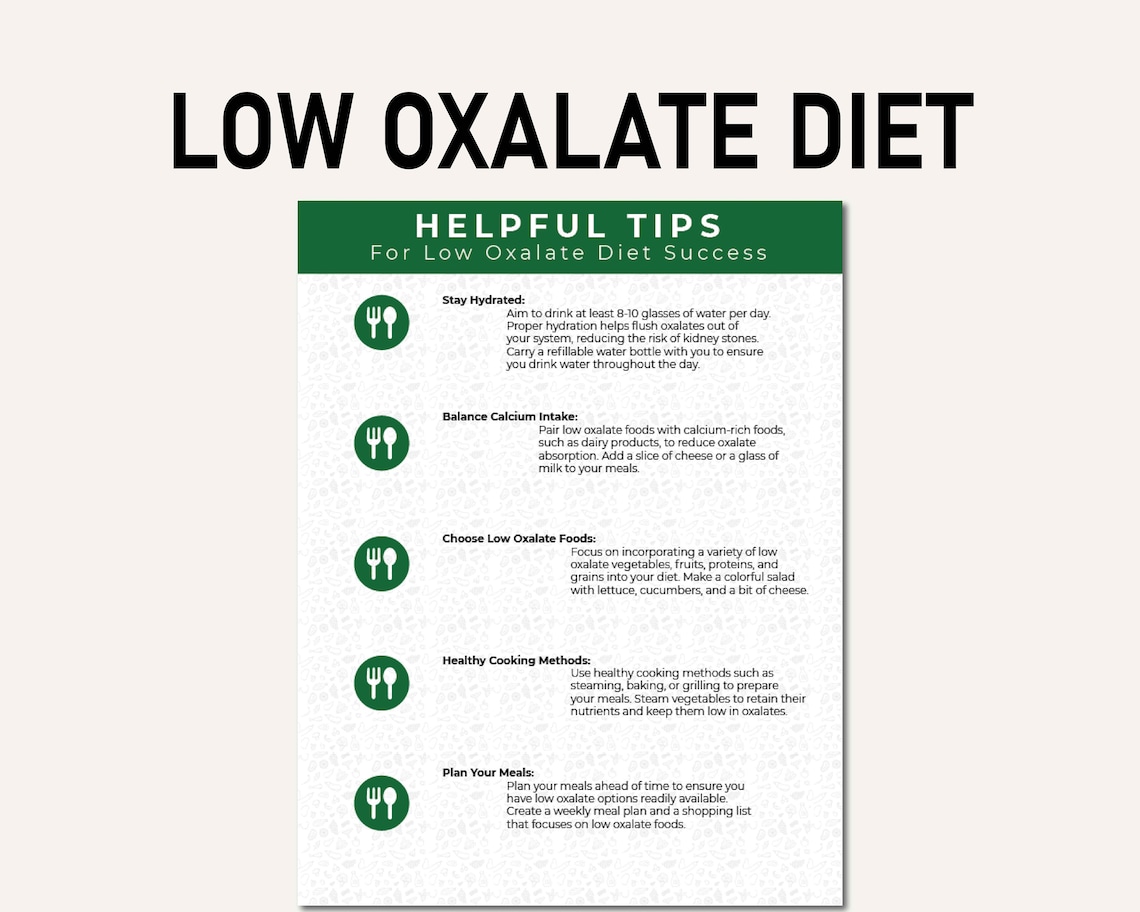 Low Oxalate Food Chart, Kidney Stones Diet Chart, Low Oxalate Diet Plan ...