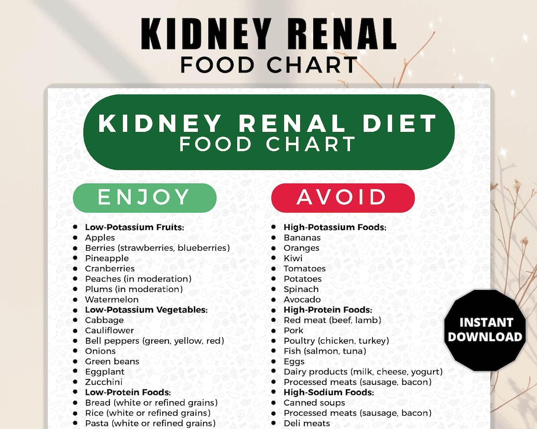 Kidney Renal Diet Food Chart, Kidney-friendly Diet, Renal Diet Food ...